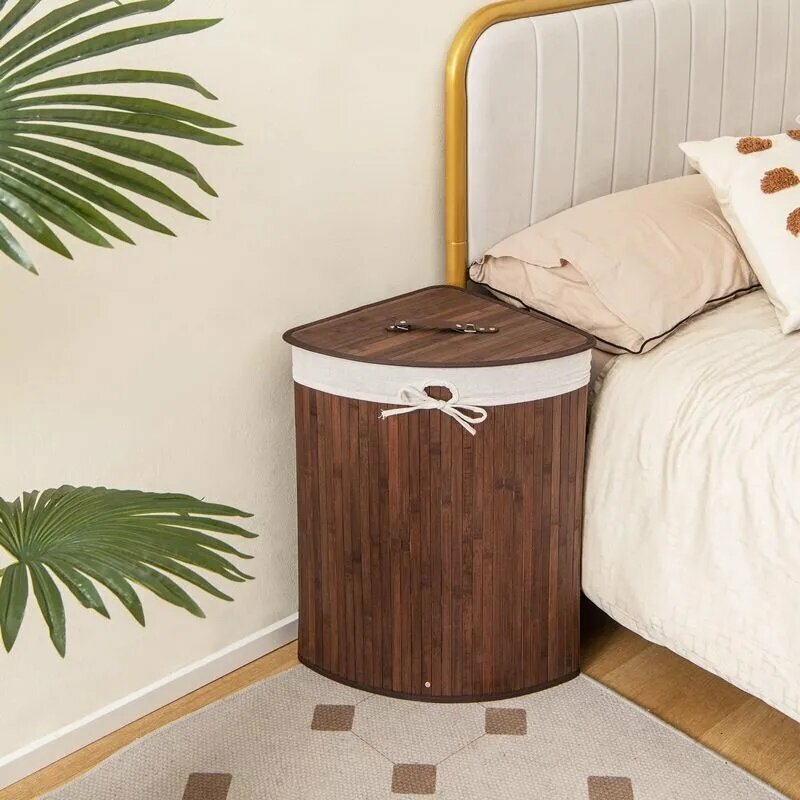 Треугольная бамбуковая корзина для белья, грязное белье, складное плетеное бамбуковое ведро для хранения одежды