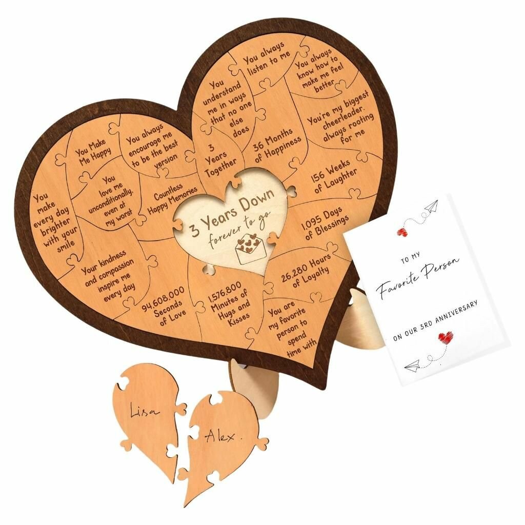 Деревянная доска для любовных головоломок Юбилейная Настольная Головоломка Памятное Украшение-3-я Годовщина
