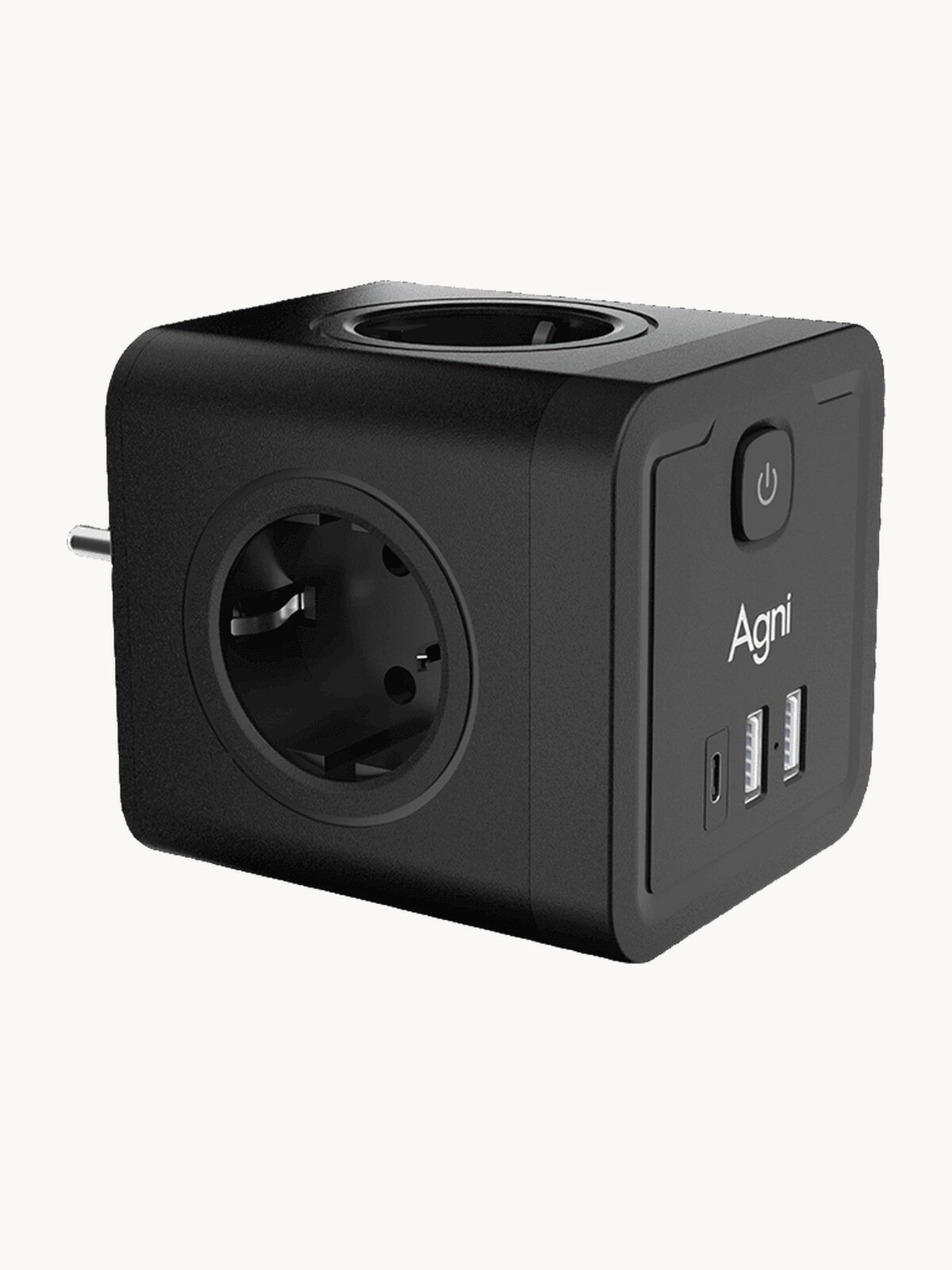Тройник для розетки AGNI, защита от перегрузки, 4 гнезда, 2 USB, TYPE C, быстрая зарядка