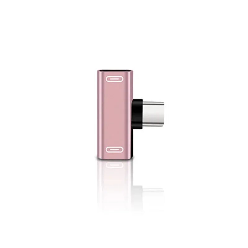 2 в 1, USB-разветвитель типа C «папа» на двойной тип C «мама», адаптер для зарядного устройства для наушников, разветвитель-конвертер Pink