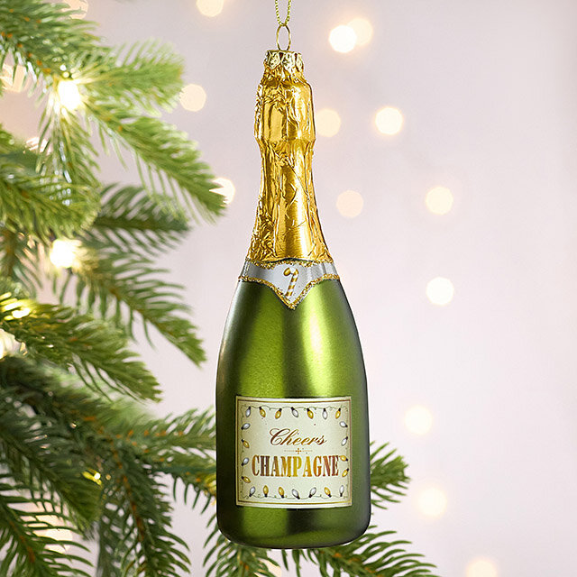 Стеклянная елочная игрушка Бутылка Шампанского Brut 16 см, Goodwill (Гудвилл), TR20506