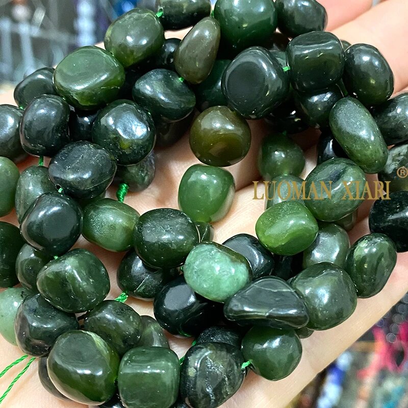 Бусины из зеленой яшмы LUOMAN XIARI 8-10 мм Canada jasper