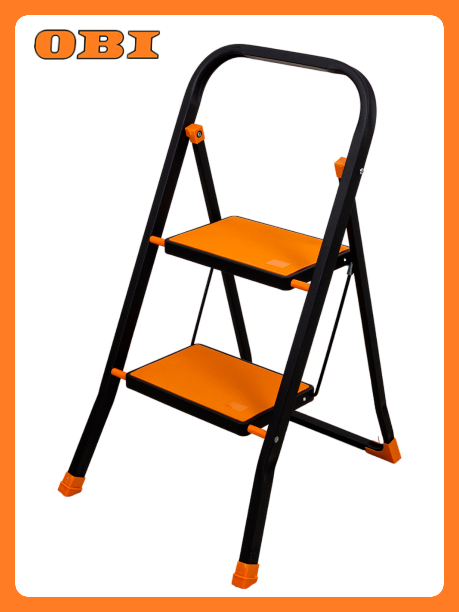 Стремянка Joy Home Tiger, сталь, 2 ступени, складная, односторонняя, нагрузка до 150кг, черная