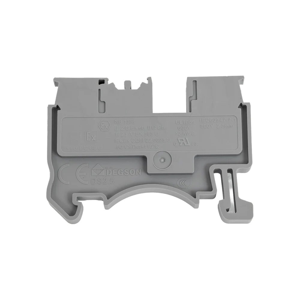 Клемма на дин-рейку Degson, 2.5 кв. мм, push-in, серая, 100 штук DS2.5-01P-11-00Z(H), полиамидный корпус