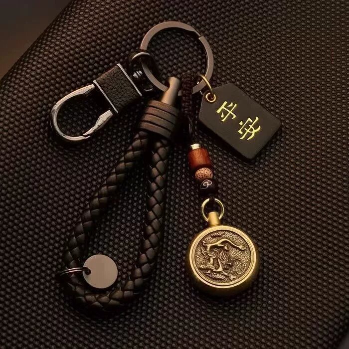 Мужские и женские брелоки для ключей, латунные брелоки с двенадцатью знаками зодиака, подвески ручной работы,