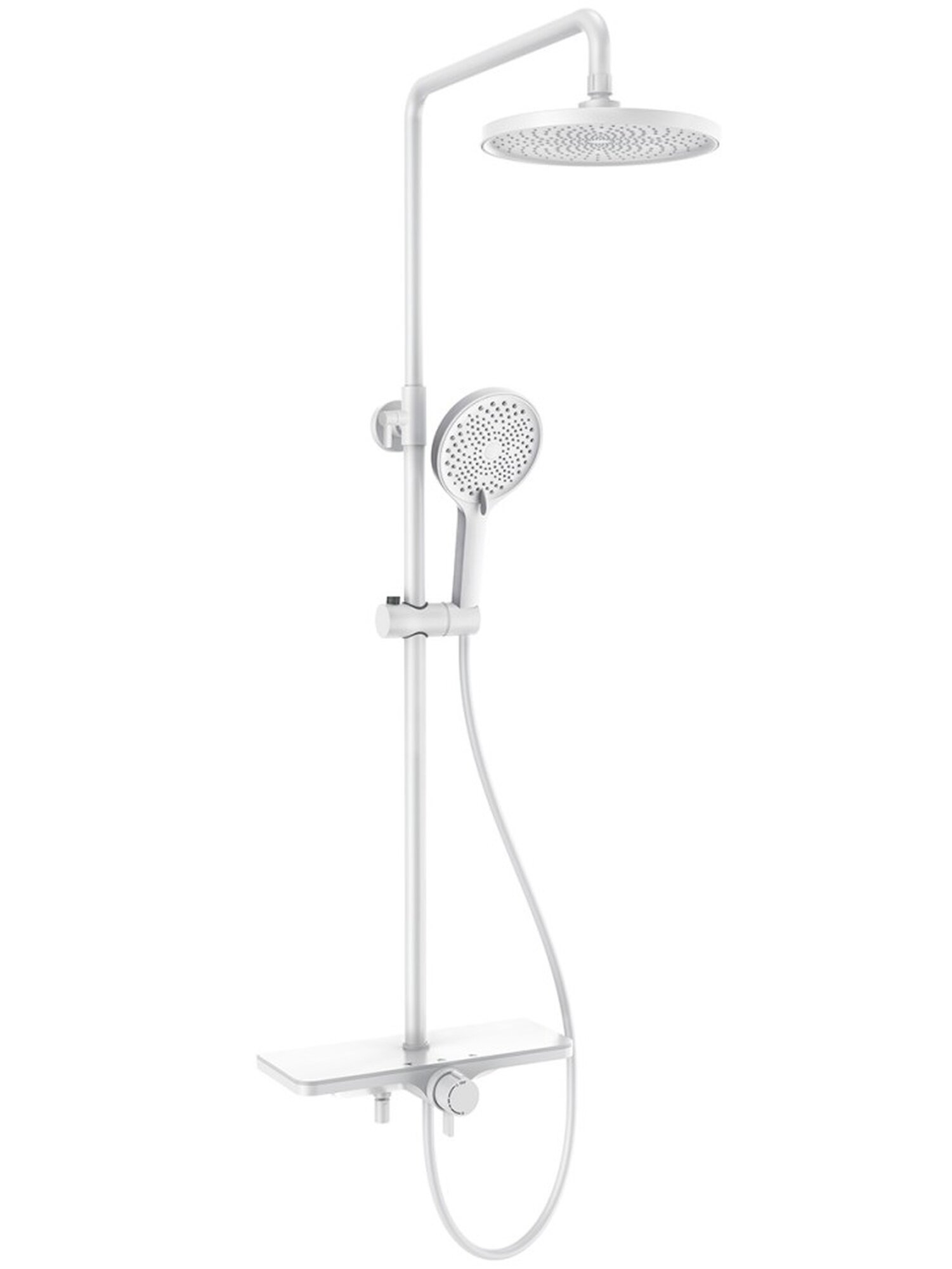 Душевая система AQUAme AQM 8002W, верхний душ Rain, телескопическая штанга, белый