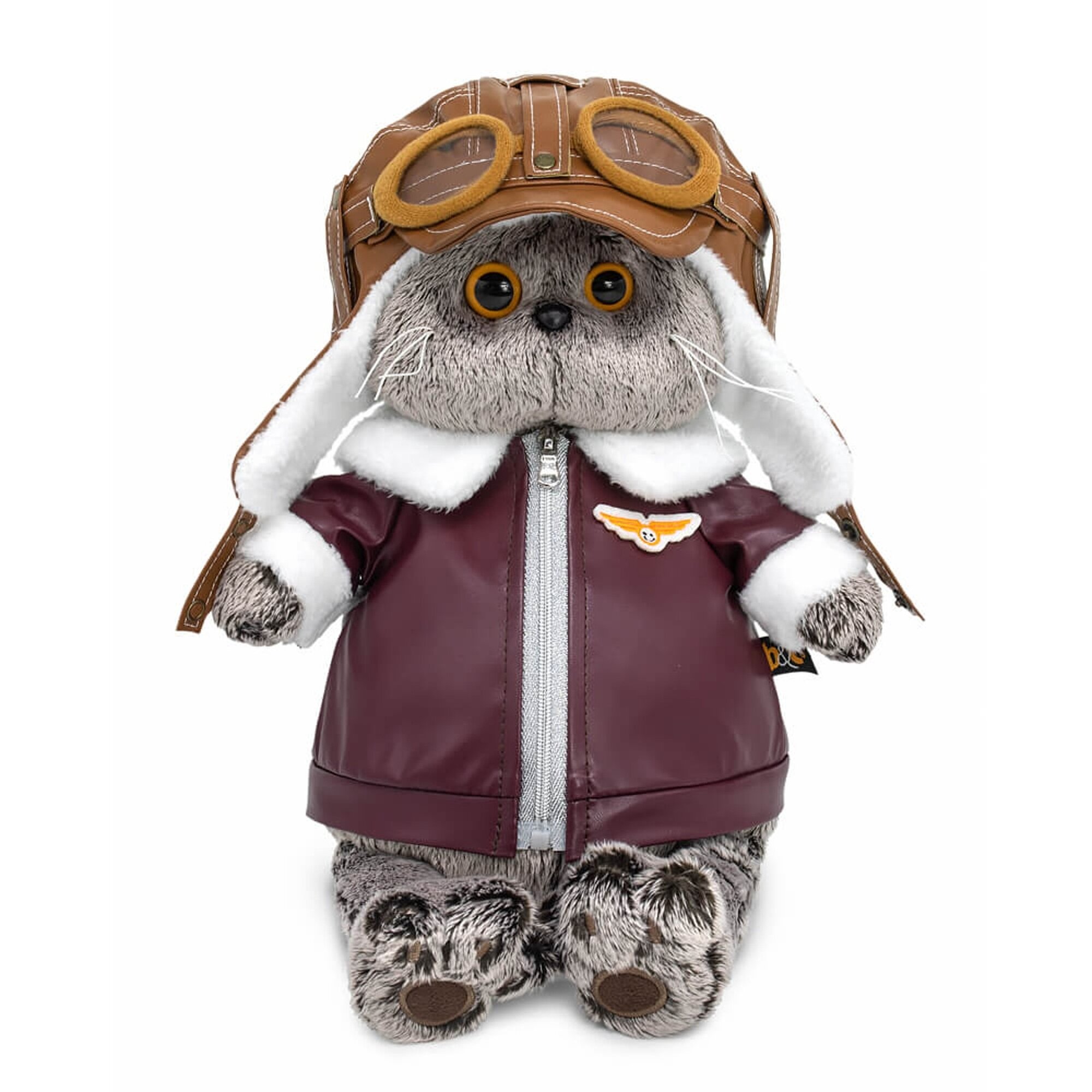 Мягкая игрушка Basik&Co "Кот Басик Авиатор", искусственный мех, 22 см