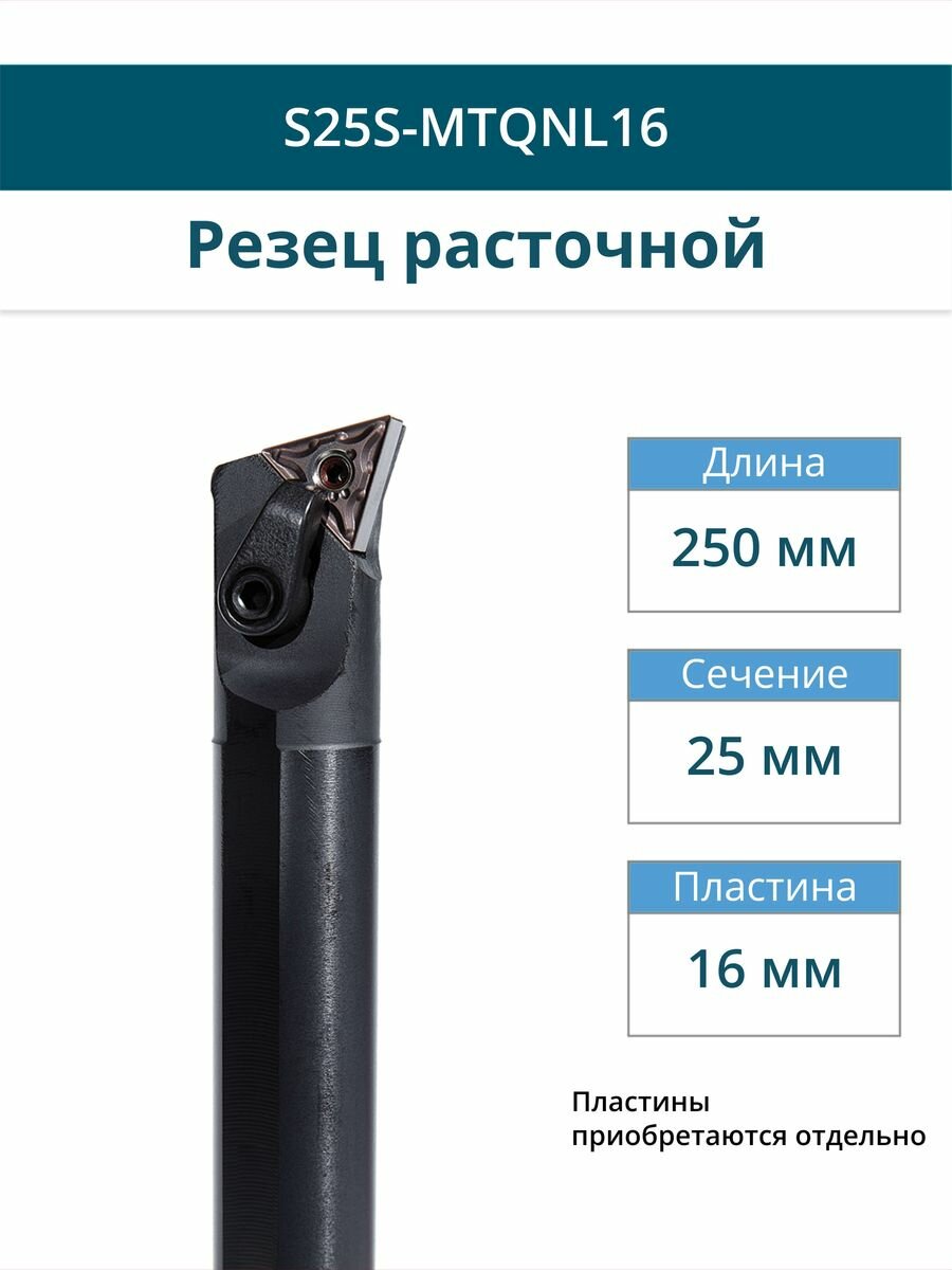 S25S-MTQNL16 резец расточной внутренний 25 мм левый / пластина T - Треугольник 60 градусов
