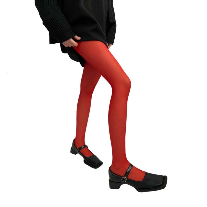 Женские полупрозрачные разноцветные колготки, Большой красный