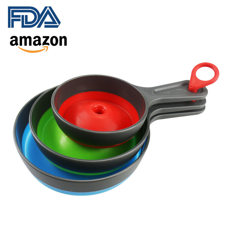 В наличии набор из трех складных пластиковых воронок с широким и узким горлом, воронка для джема, воронка для масла, кухонные принадлежности