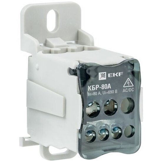 Блок распределительный Ekf кросс крепеж на панель и DIN КБР-80А, plc-kbr80