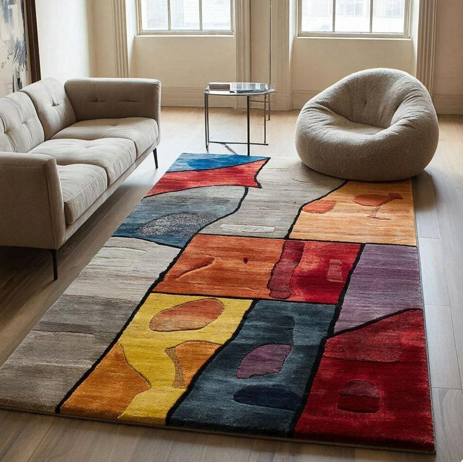 Ковер натуральный шерстяной ручной работы нестондартный тонкая нитка очень нежный и теплый размер 60 на 110