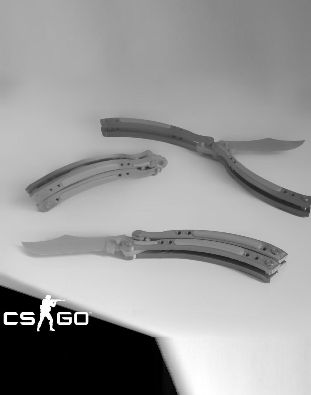 Нож-Бабочка Серый под Раскраску CS2 Пластмассовый 3D Игрушечный