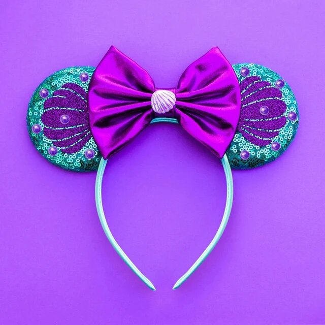 Повязки на голову с ушками Микки Мауса от Disney, аксессуары для волос для вечеринок для девочек и женщин, повязки на голову с Минни Маус, детские повязки на голову с бантиками и пайетками, подарки.