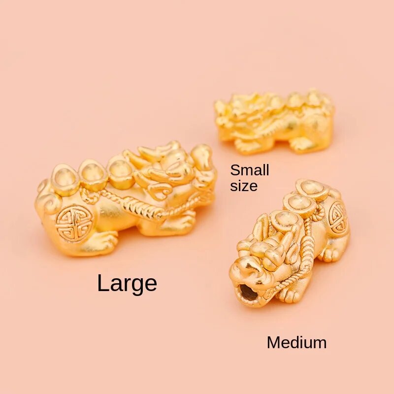 Серебряные 3D бусины Zhaocai Yuanbao Pi Xiu 999 Gold Medium