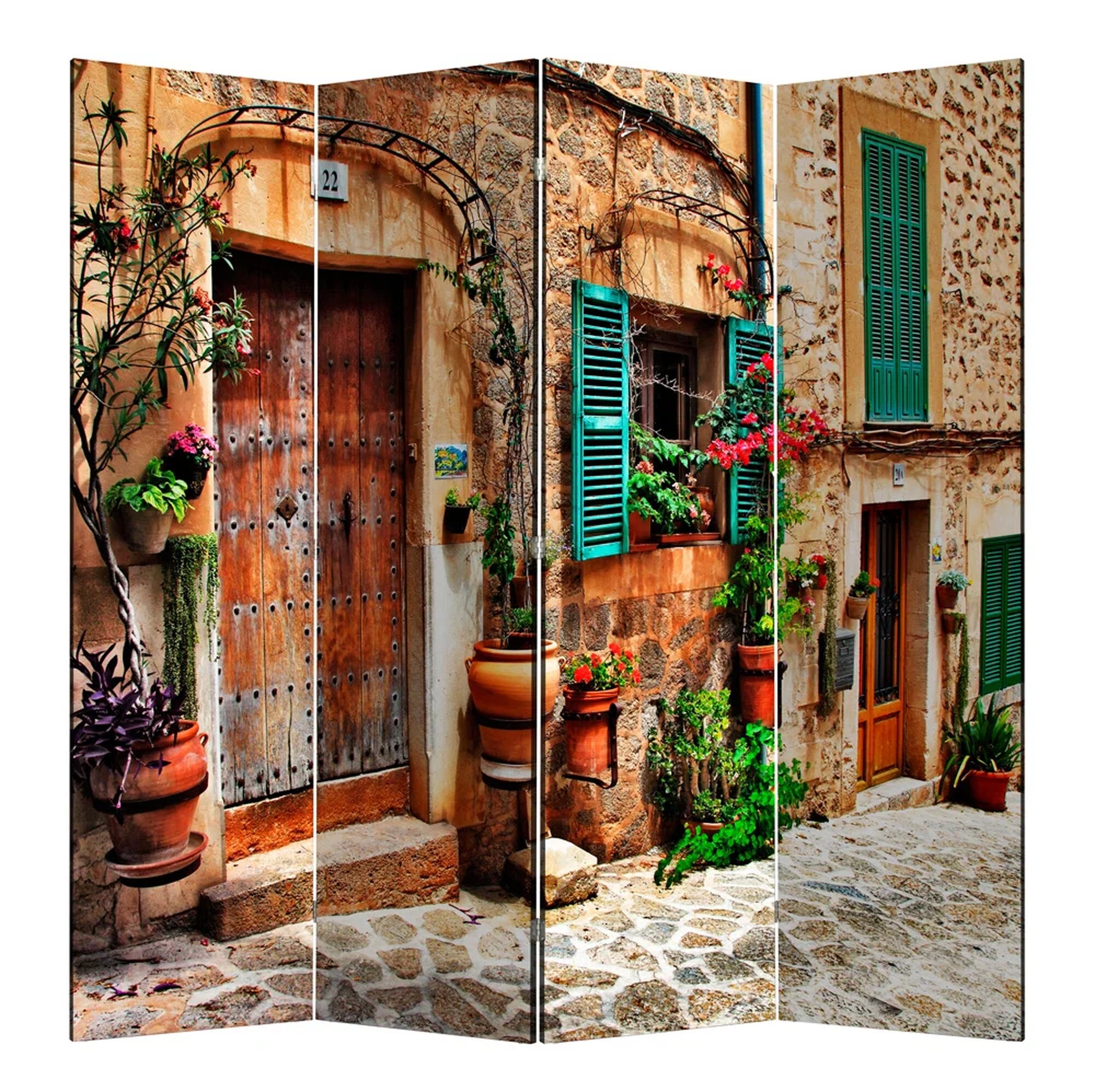 ПВХ ширма перегородка для зонирования Уютный дворик - 4, размер 177х188/47 см