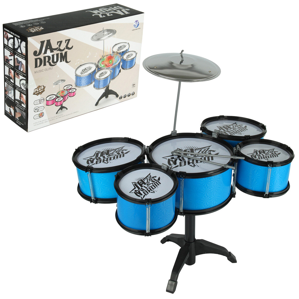 Детская музыкальная барабанная установка 5шт, Veld Co / Музыкальный инструмент барабаны для детей
