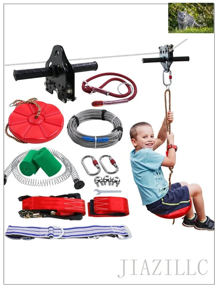 Канатная дорога Зиплайн 30м, Максимальный вес 240 кг,30*30*23