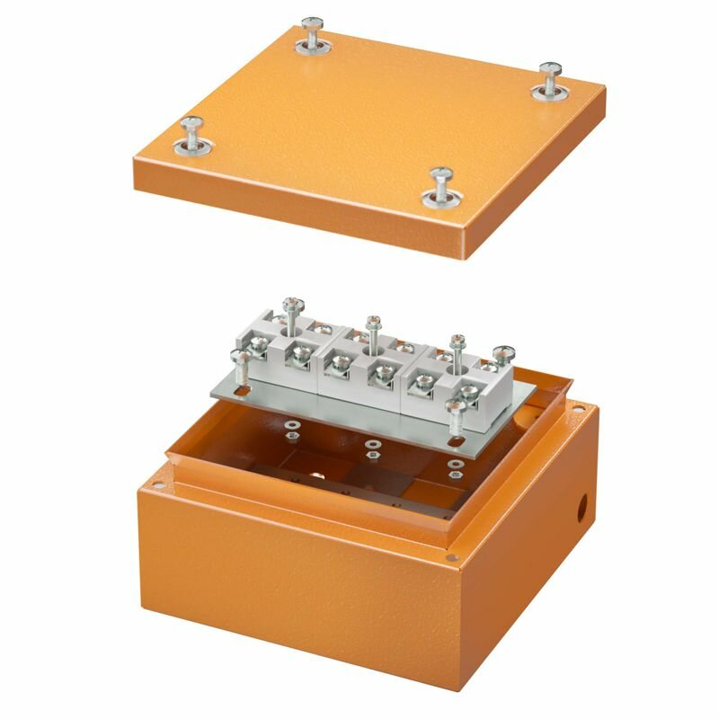 Коробка ответвительная FS 150х150х80мм 6р 450В 32А 10кв. мм нерж. контакт с гладкими стенками и клеммн. IP66 сталь. DKC FSK30610
