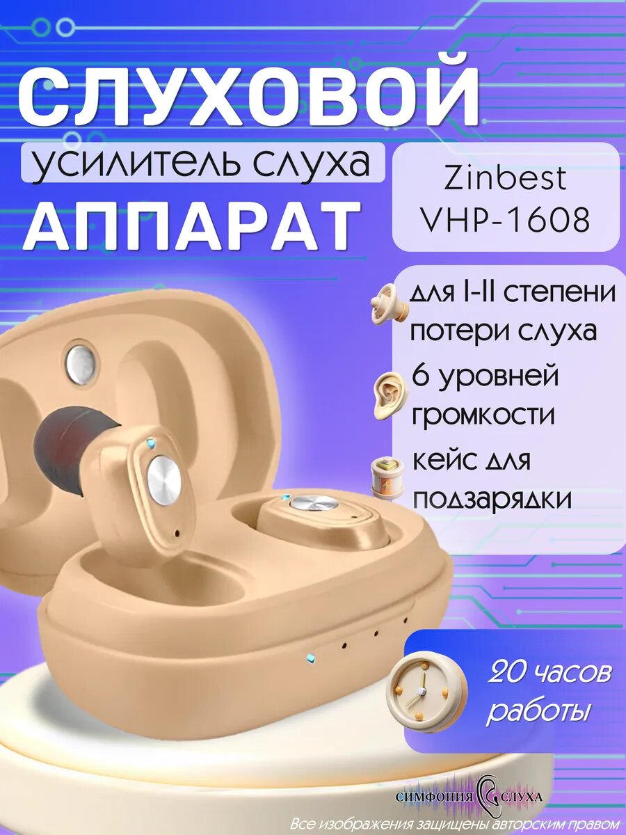 Слуховой аппарат, внутриушной усилитель слуха VHP-1607
