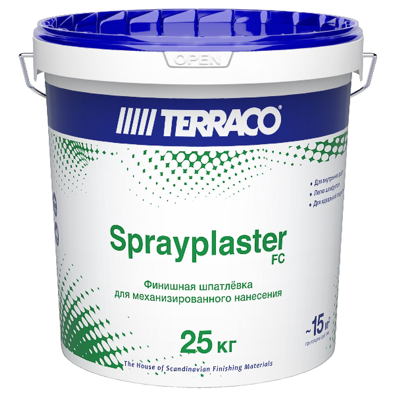 Шпатлевка финишная TERRACO SPRAYPLASTER FINISHCOAT для машинного нанесения, белый 25кг