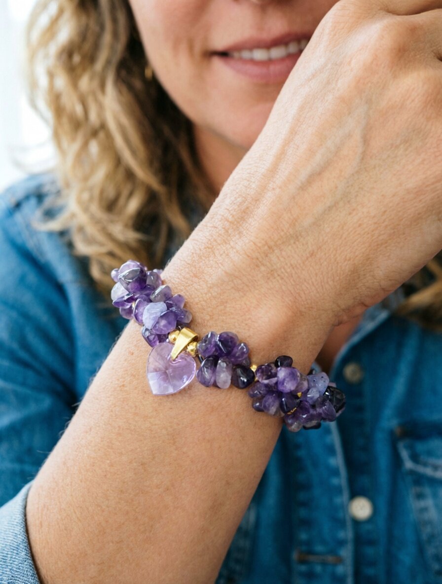 Плетеный браслет, аметист