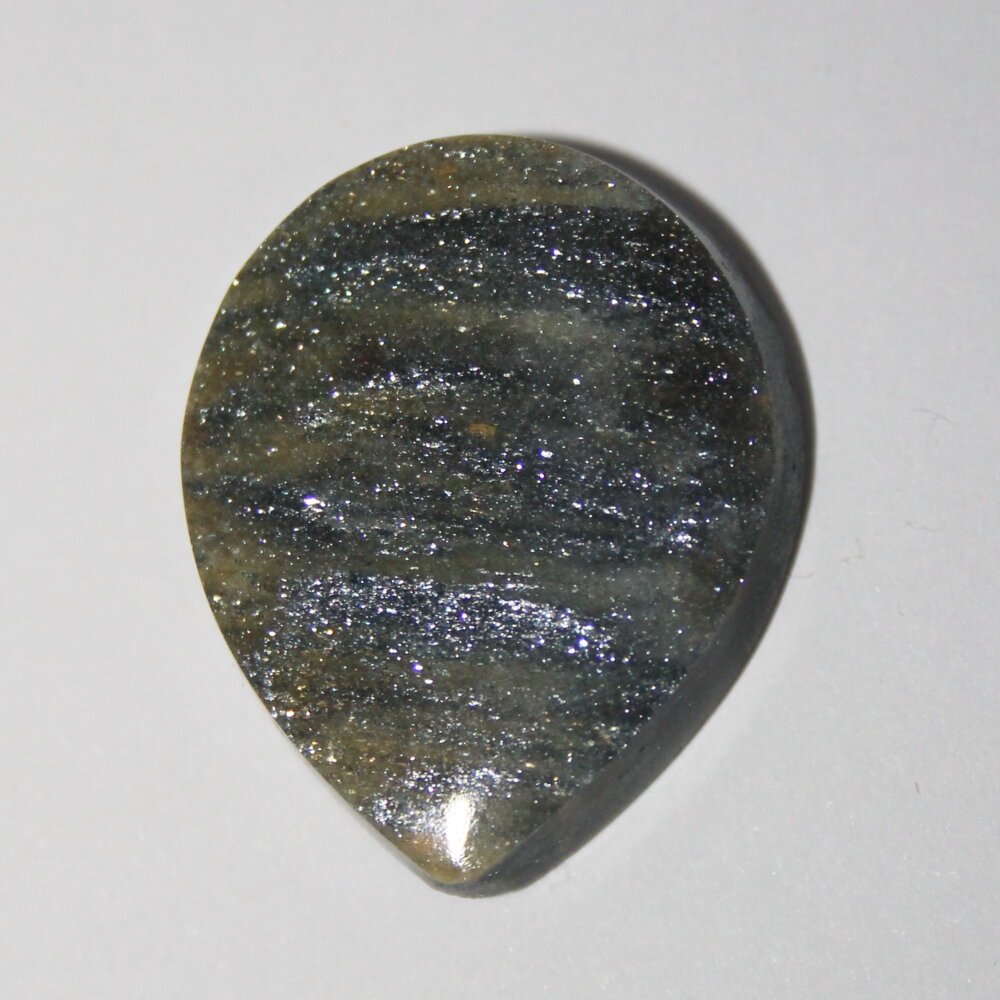 Уткинит, чёрный авантюрин кабошон, 24х19х3 мм, Урал, «True Stones»