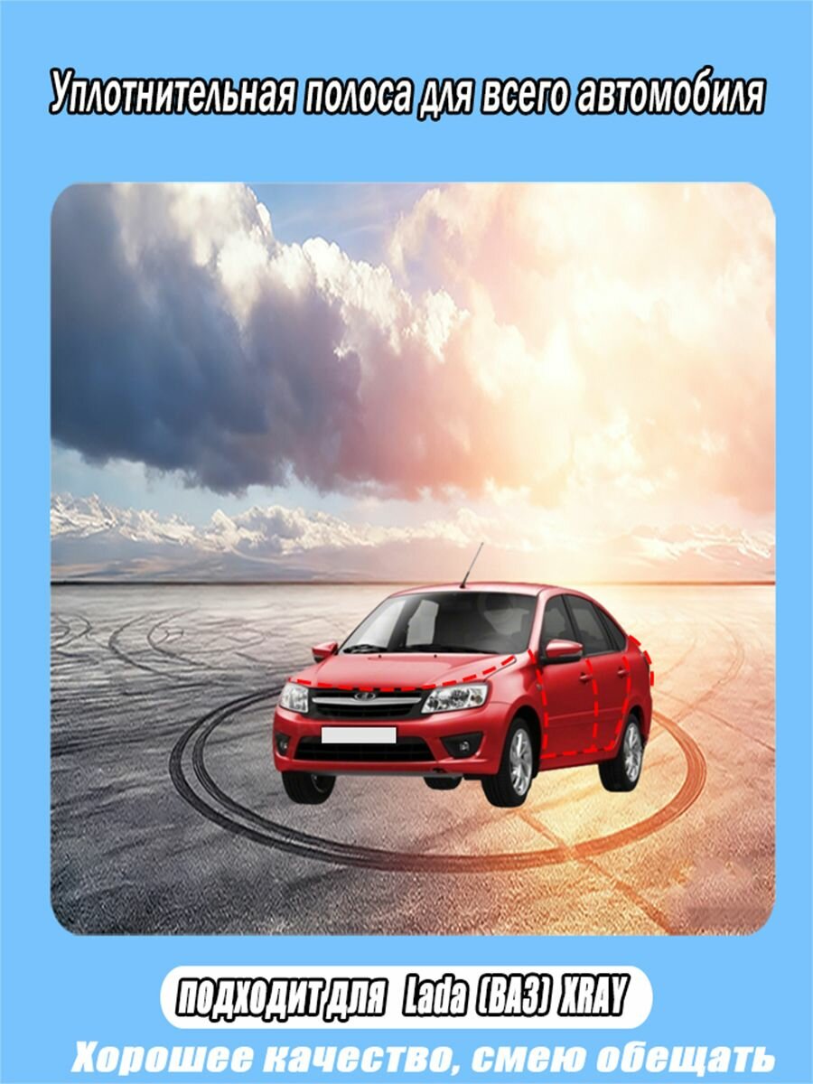 Уплотнительная резиновая полоса для Lada (ВАЗ) XRAY годов выпуска, черное,9 шт