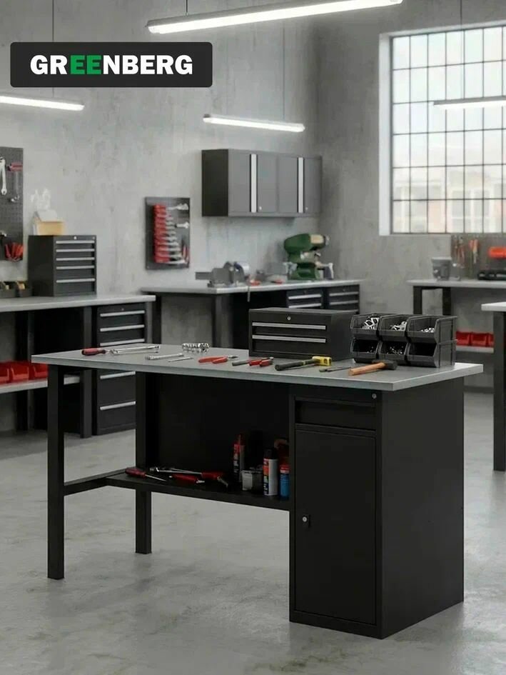 GREENBERG BLACK Верстак-стол с тумбой/ящик 2000мм VERSTAK_BLACK_W1_2000