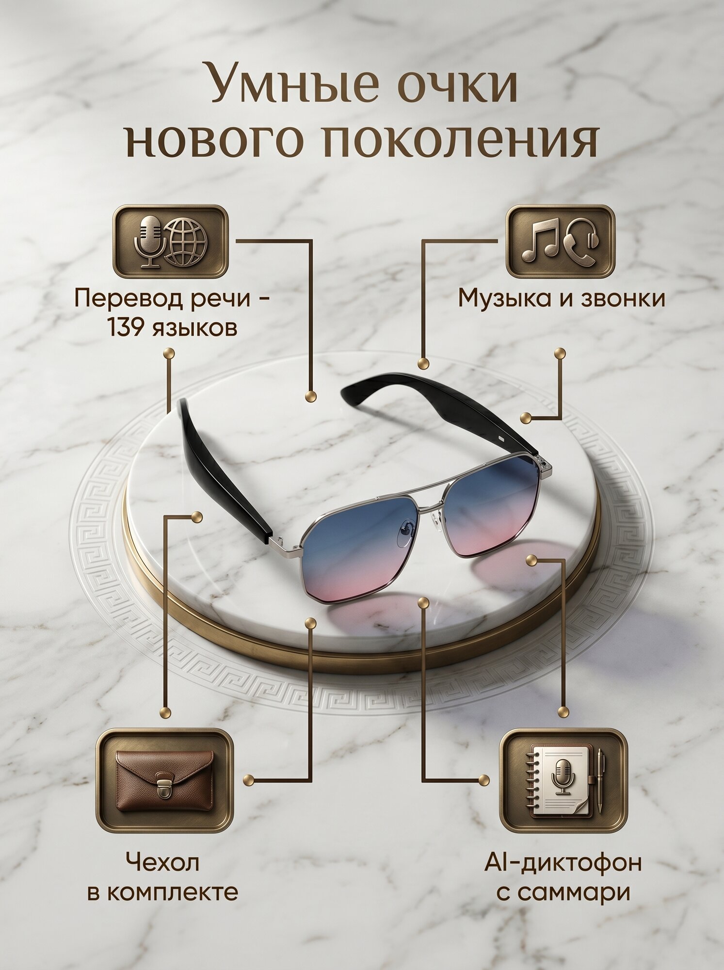 Умные очки-переводчик с искусственным интеллектом и наушниками