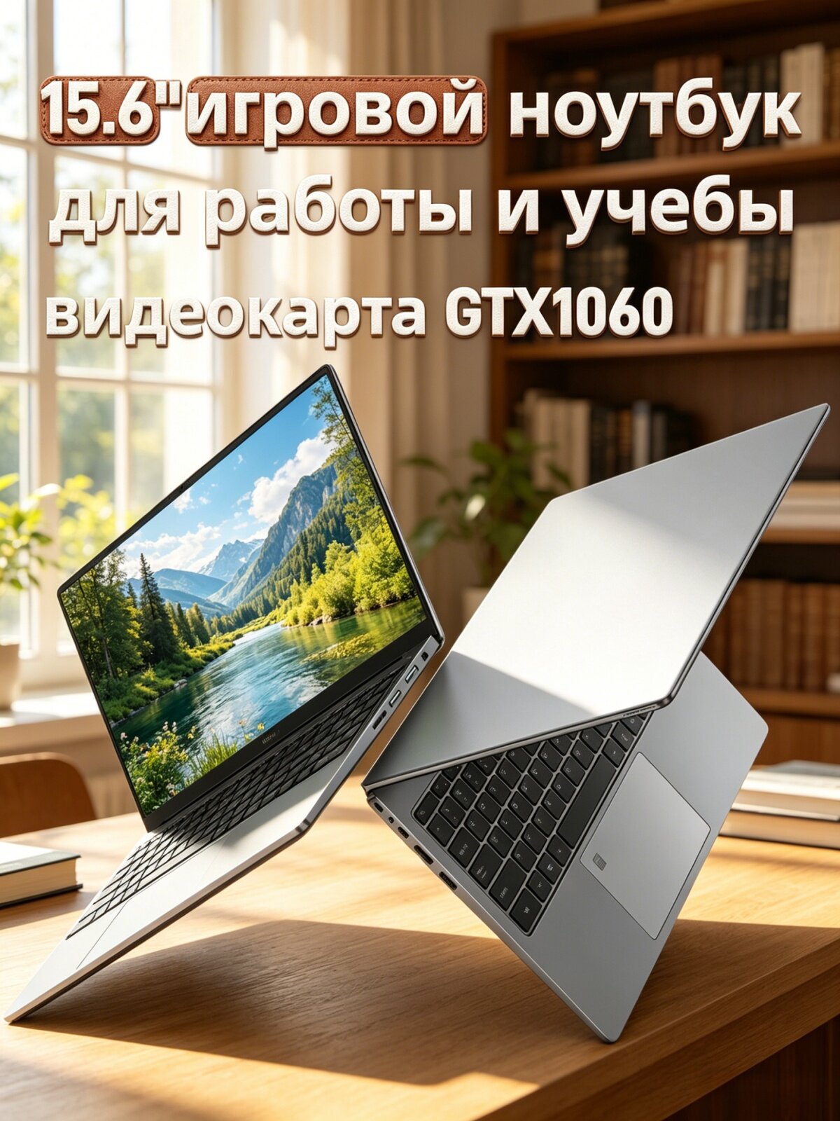 15,6" IPS видеокарта GTX1060 Intel N95 до 3,4GHz, Подсветка клавиатуры, Ноутбук для работы, учёбы и игр ，Windows11