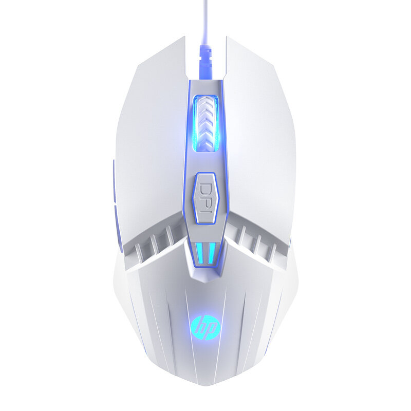 Игровая мышь HP белая, silent gaming mouse, высокая точность, легкий вес, оптимизирована для гейминга