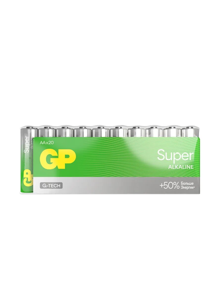 Батарейки GP Super AA LR6 алкалин пальчиковые компл 20 шт