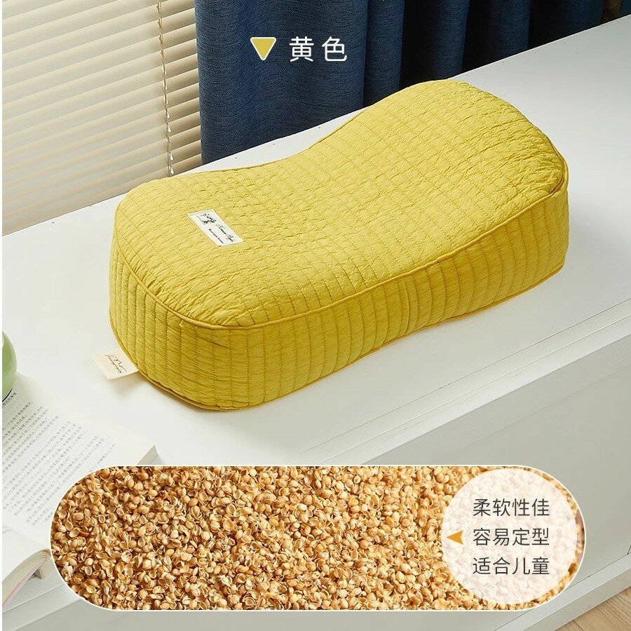 Желтая подушка из гречишной скорлупы с жесткой поддержкой шеи, 46x25x10 см для студенческой комнаты и офиса
