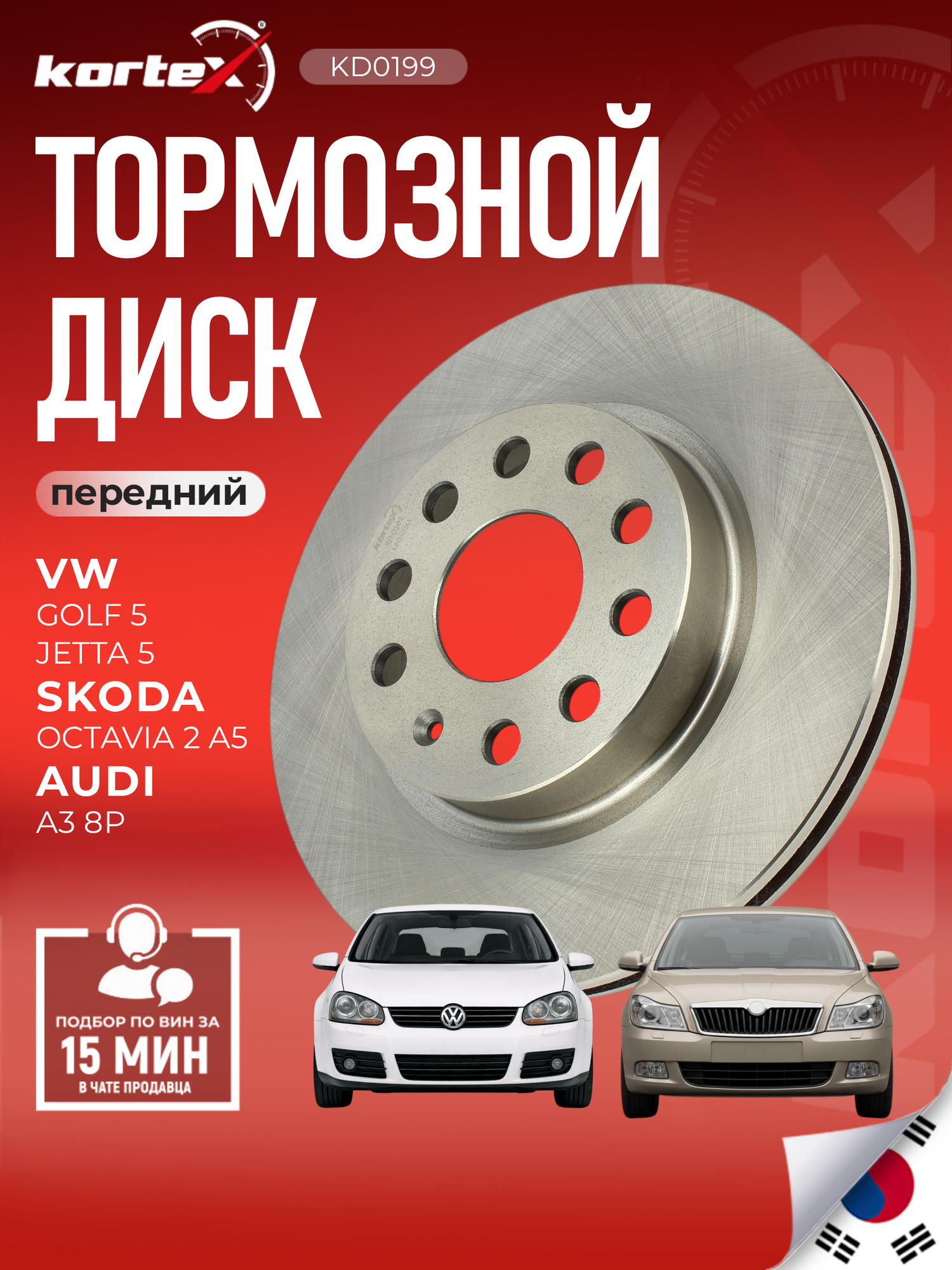 Тормозной диск передний Audi Ауди A3 (8P); Skoda Шкода Octavia Октавия II (A5); Volkswagen Фольксваген Caddy III Golf Гольф V VI DF4294