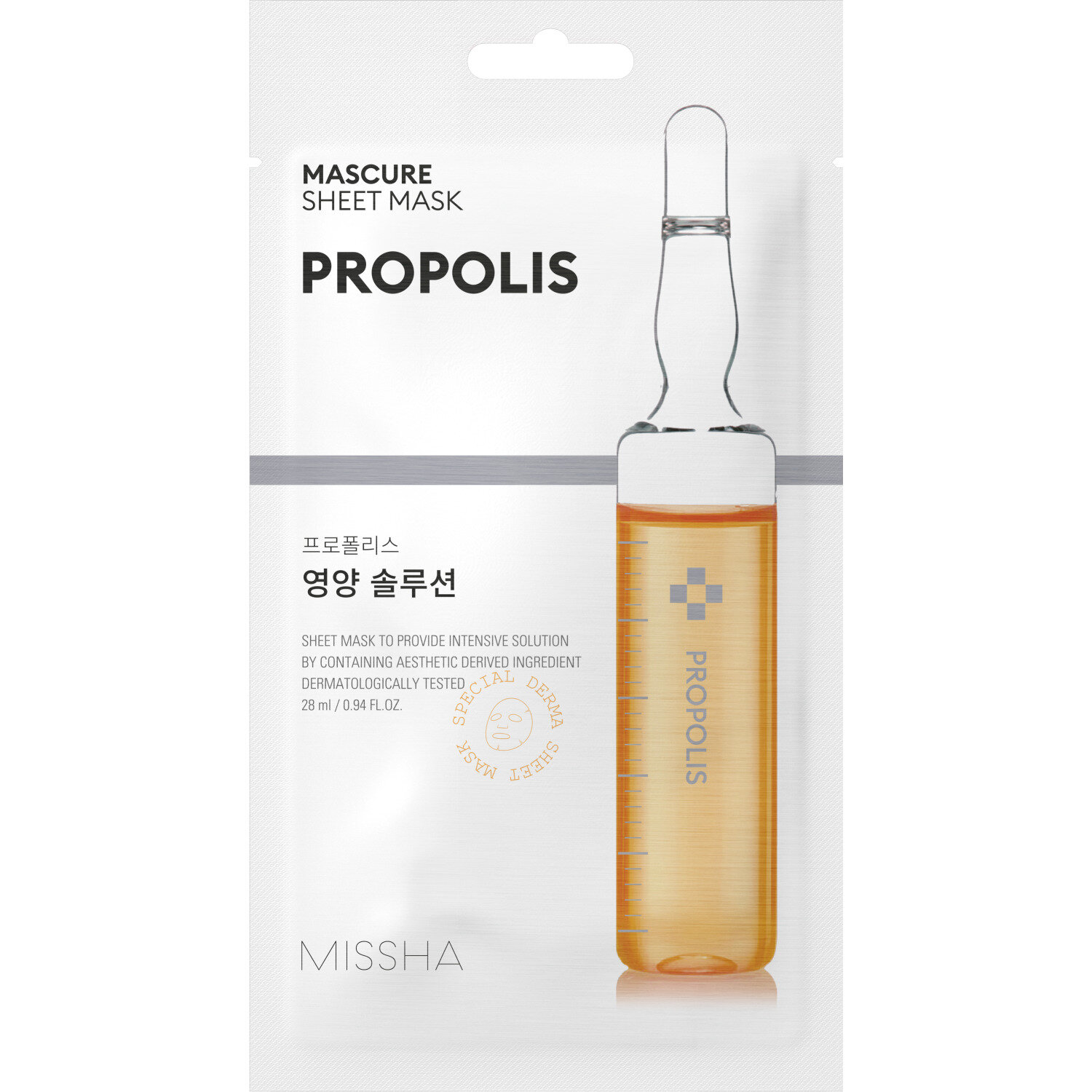 Маска энергетик с прополисом для эластичности кожи MISSHA Mascure Nutrition Solution Sheet mask Propolis 28 мл, MISSHA, MS201585