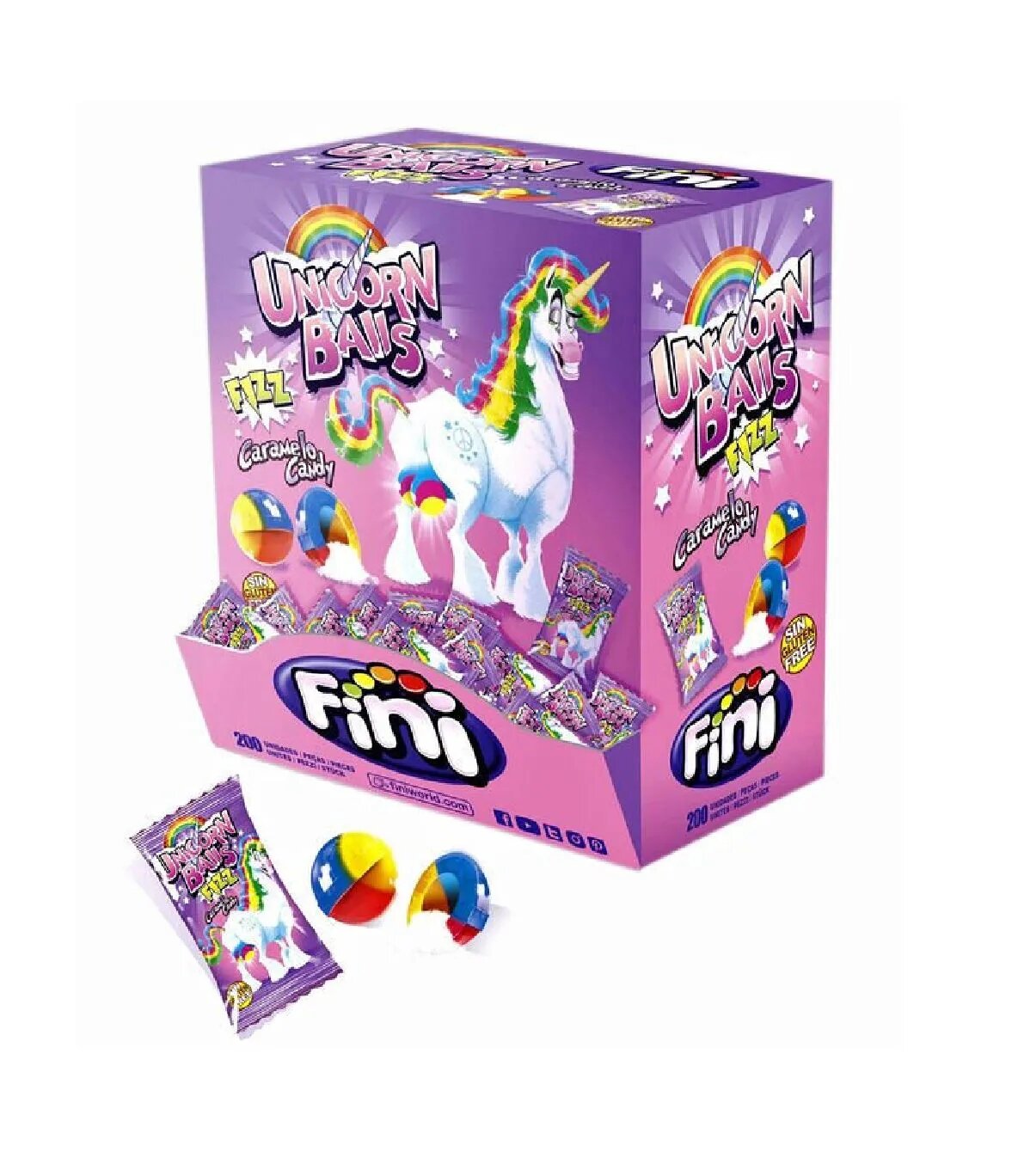 Карамель Fini Unicorn Balls / Фини Шары Единорога (Испания), 25 шт. по 5 грамм