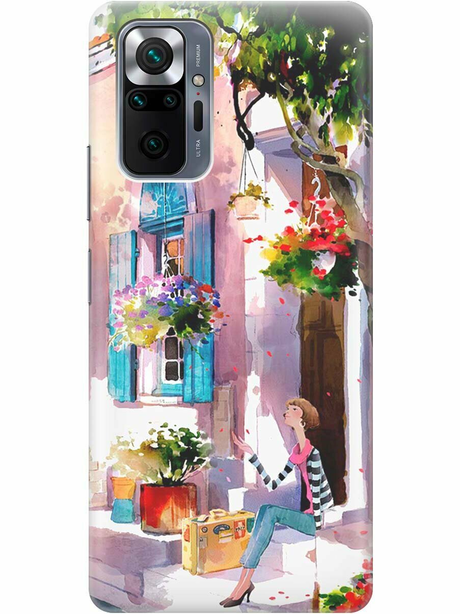 Чехол - накладка ArtColor для Xiaomi Redmi Note 10 Pro с принтом "Девочка на цветущей улочке"