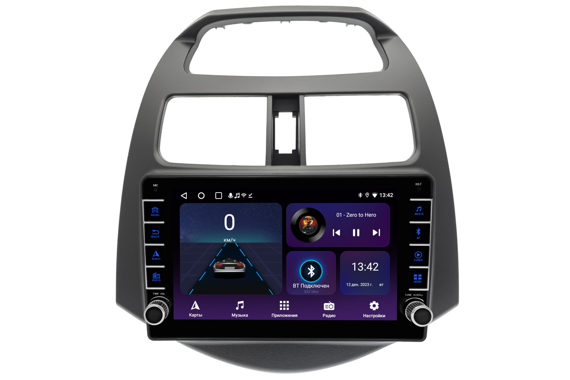 Магнитола Chevrolet Spark / Daewoo Matiz 2009 - 2016 9 дюймов с кнопками, 2/64GB, 4 ядра, Wi-Fi, Android 9 / Wide Media