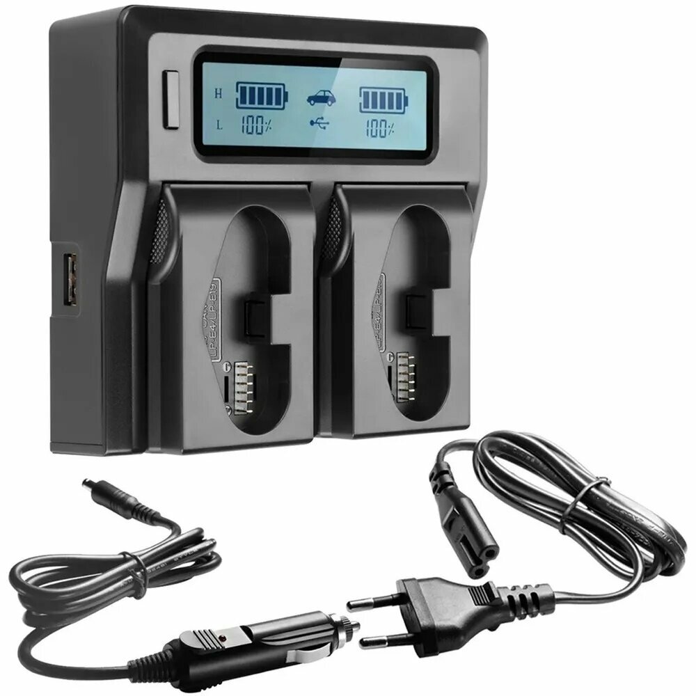 Зарядное устройство LP-E19 для двух аккумуляторов с USB-портом, вилка европейского стандарта.