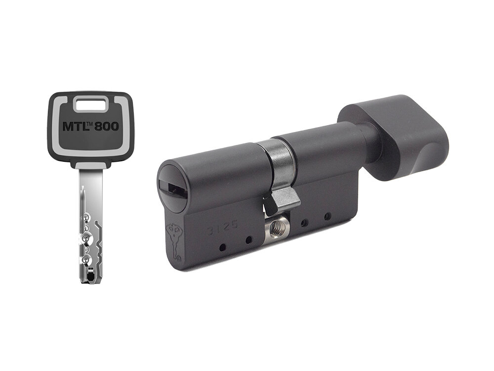 Цилиндр Mul-t-Lock MTL800 Светофор ключ-вертушка 120мм (размер 45х75В мм) - Черный, Флажок