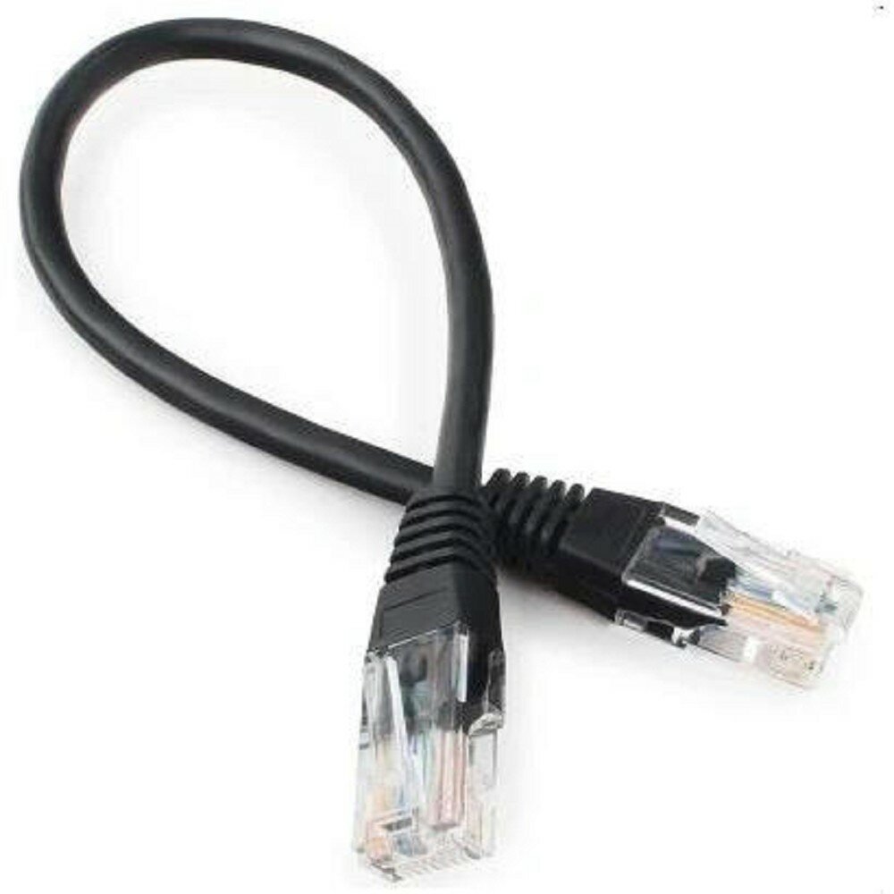 Bion Кабель Патч-корд U UTP, Cat.5e, AWG 26 7 0,16мм, CCA, многожильный, PVC, 0,5м, черный, BPC-U5E101-0.5M-BK