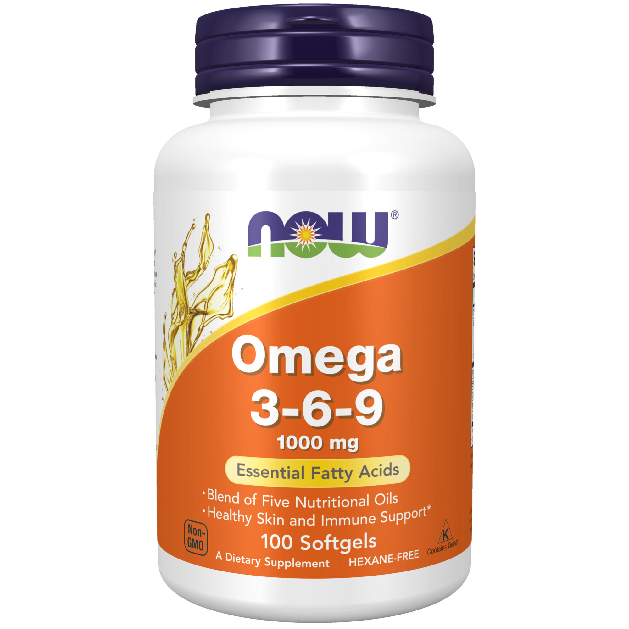 Жирные кислоты, Омега 3-6-9 1000мг NOW Omega 3, 100 мягких капсул, мозга, сердца и сосудов