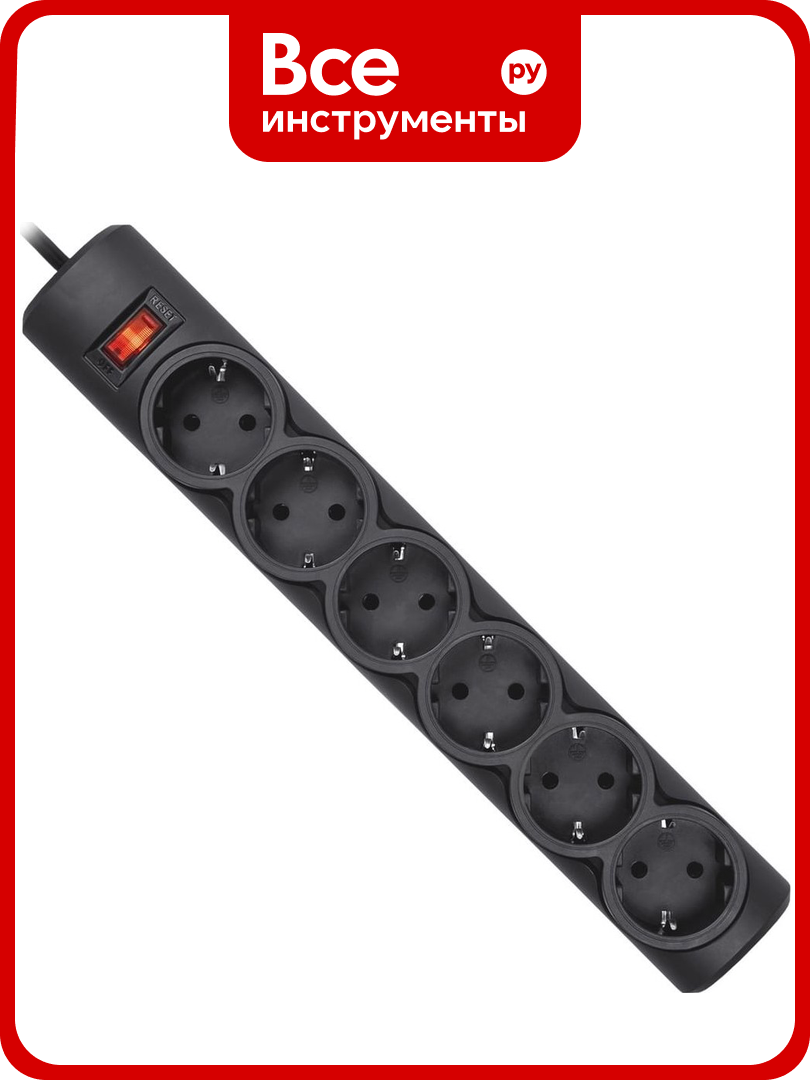 Сетевой фильтр Defender DFS 155 5 м, черный, 6 розеток 99496, Дополнительные технические характеристики