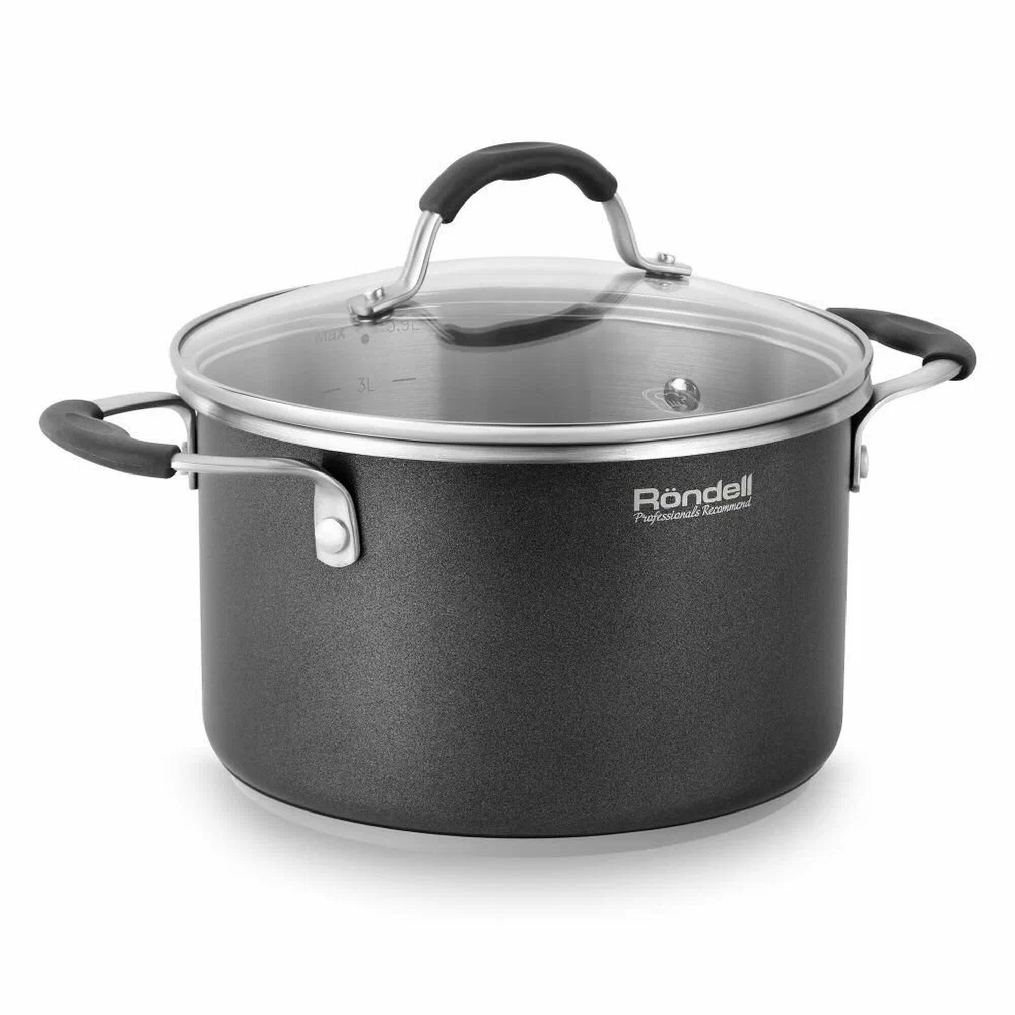 Кастрюля Rondell Stern RDS-010, с крышкой, нержавеющая сталь, 20см, 3,9л