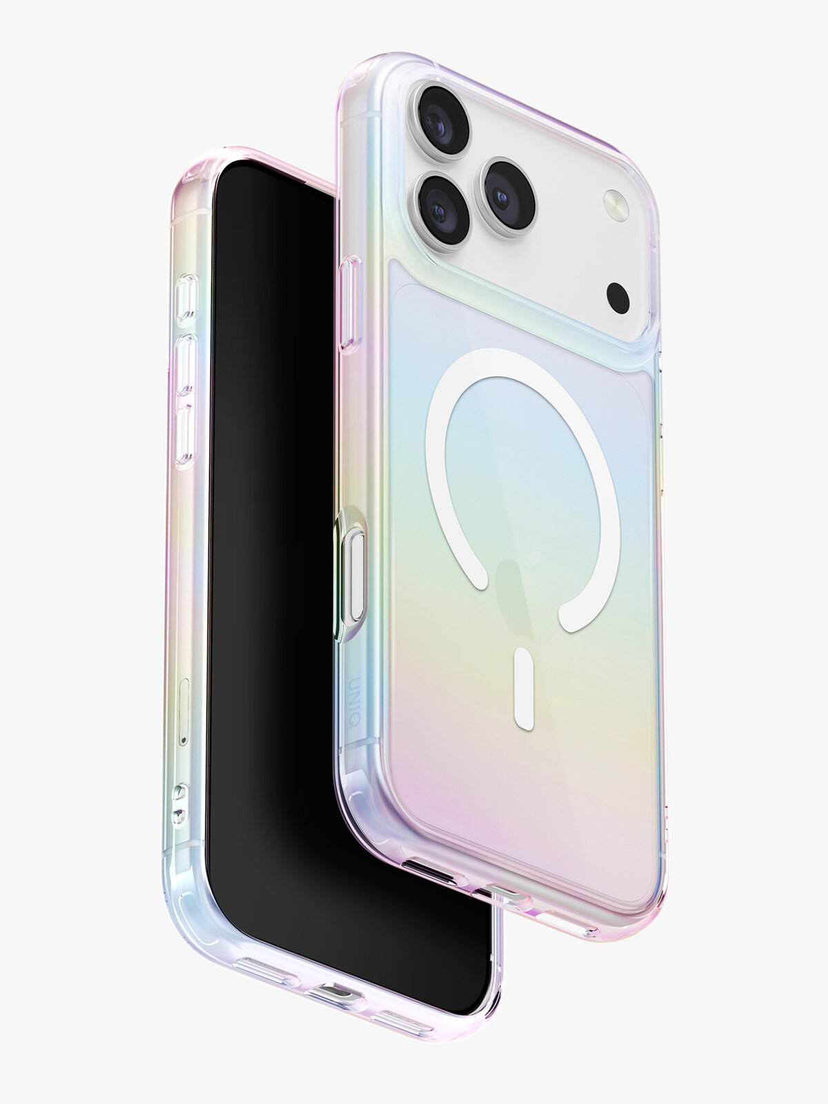 Чехол Uniq на iPhone 17 Pro Max, Iridescia с голографией, с магнитами MagSafe, золотистый