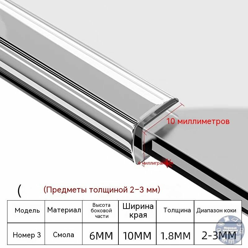 Кант защитный U-образный прозрачный, 5 м, для столов, стекла, мебели