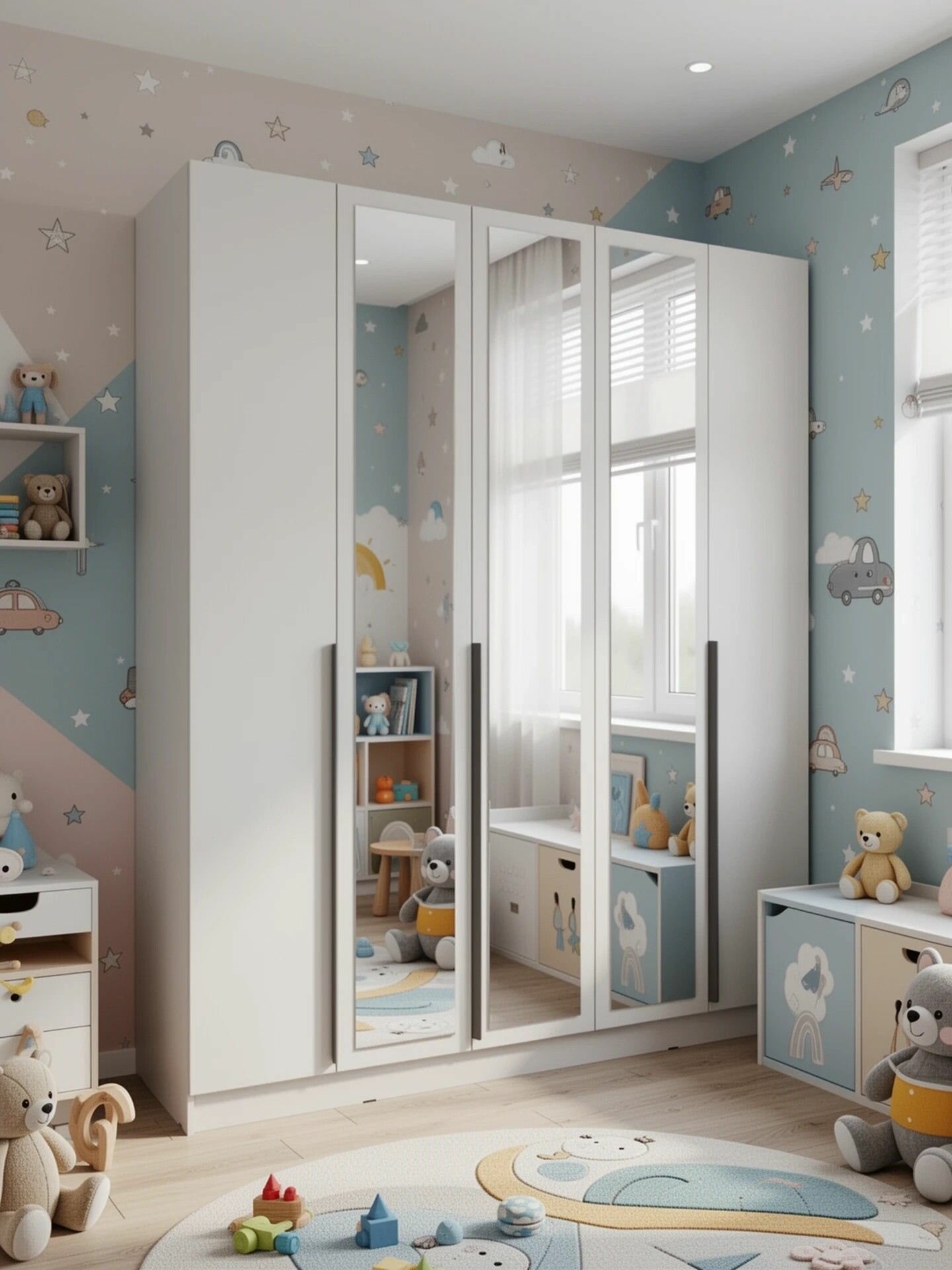 Шкаф распашной для одежды 160 см с зеркалами; кашемир, 160*230*52