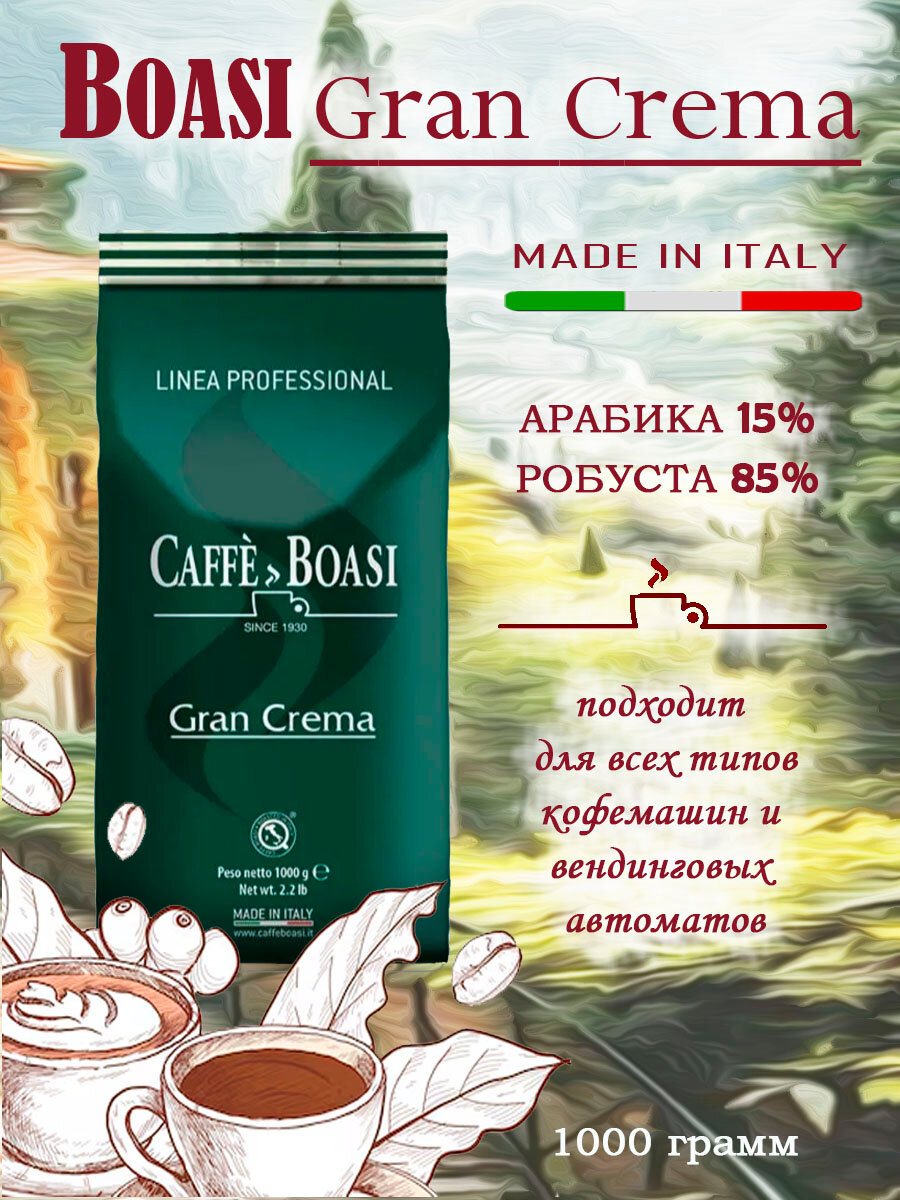 Зерновой кофе BOASI GRAN CREMA PROFESSIONAL, пакет, 1000гр, Италия