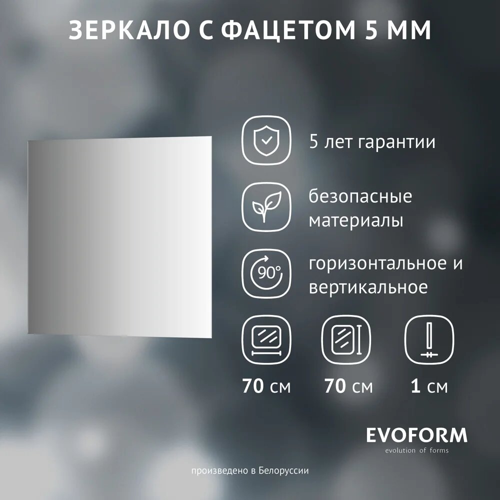 Зеркало Evoform Standard BY 0215 70х70 70 см, зеркало настенное в ванную